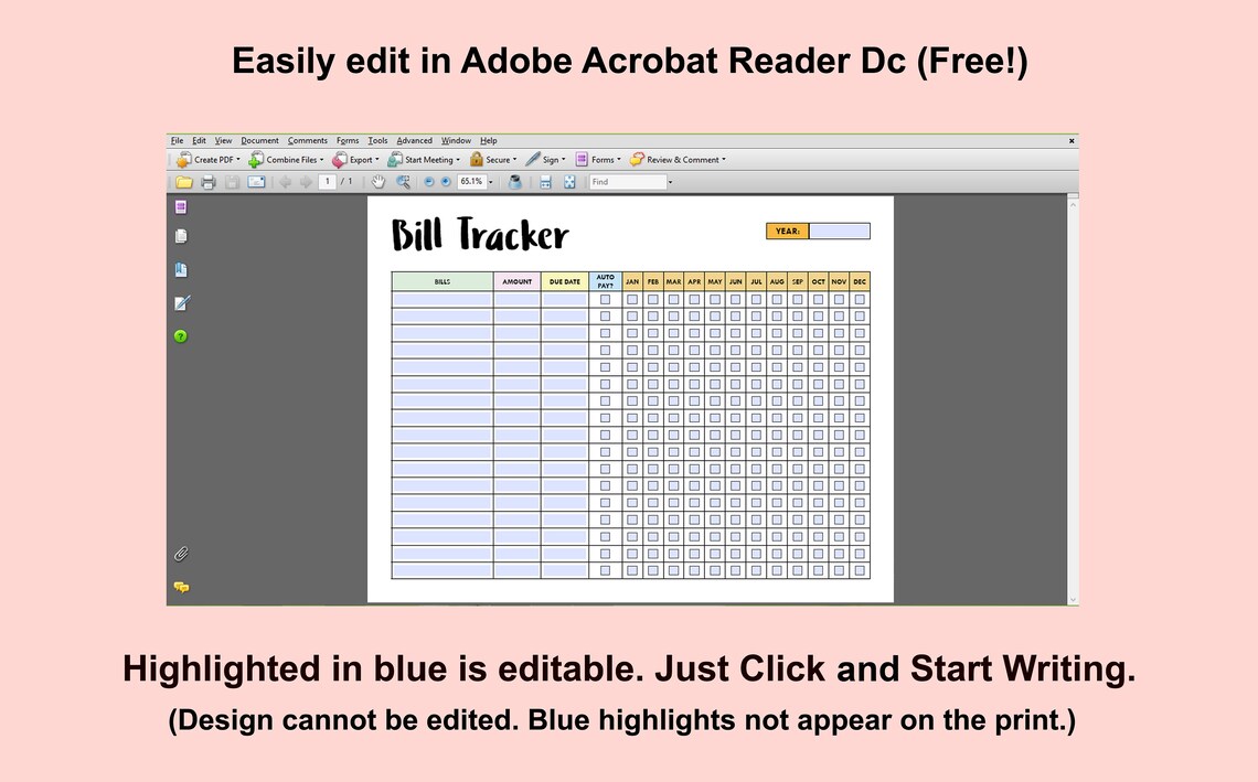 Editable Bill Tracker, Monthly Bill Tracker, Yearly Bill Tracker, Bill ...