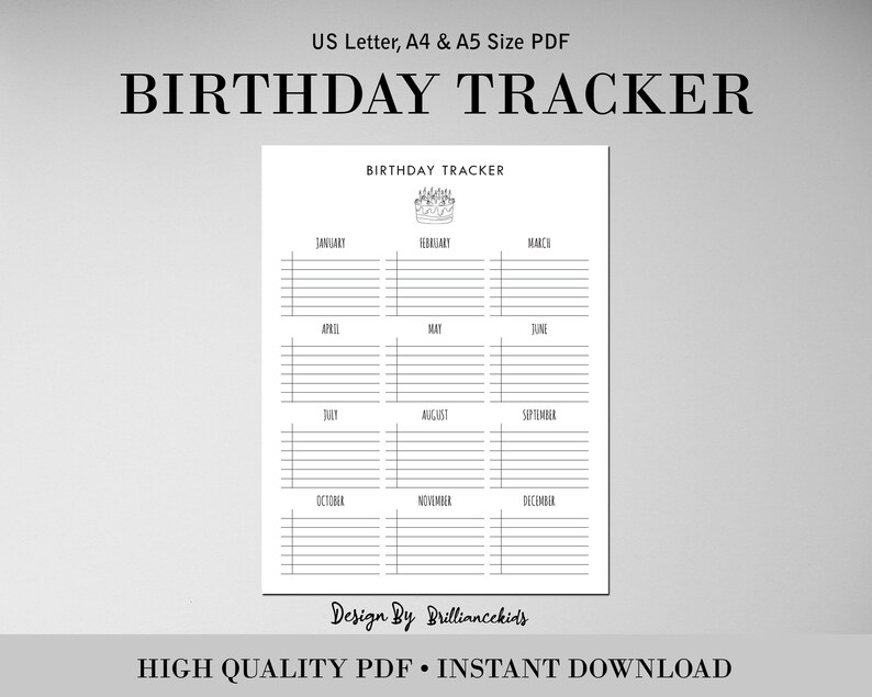 Printable Birthday Tracker, Birthday Planner, Birthday Inserts ...