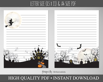 Halloween Stationery, Printable Stationery Paper, Letter A4 Card Size ...
