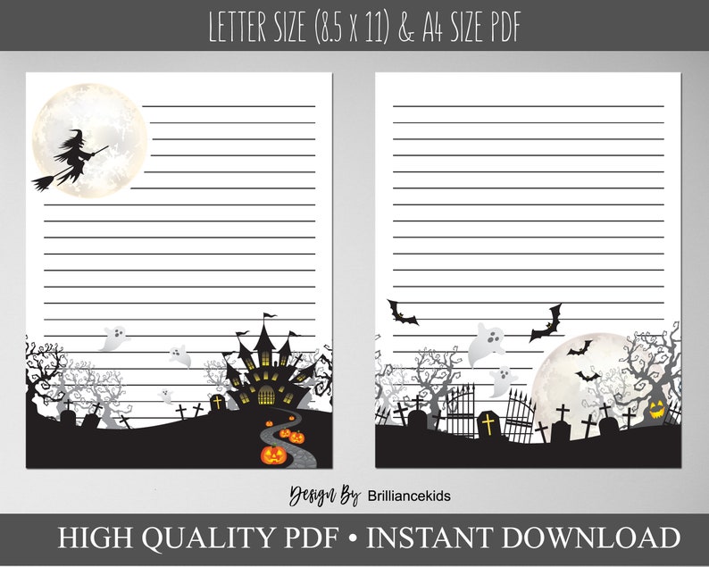 Halloween Stationery Writing Paper - Printable Stationary Paper Digital ...