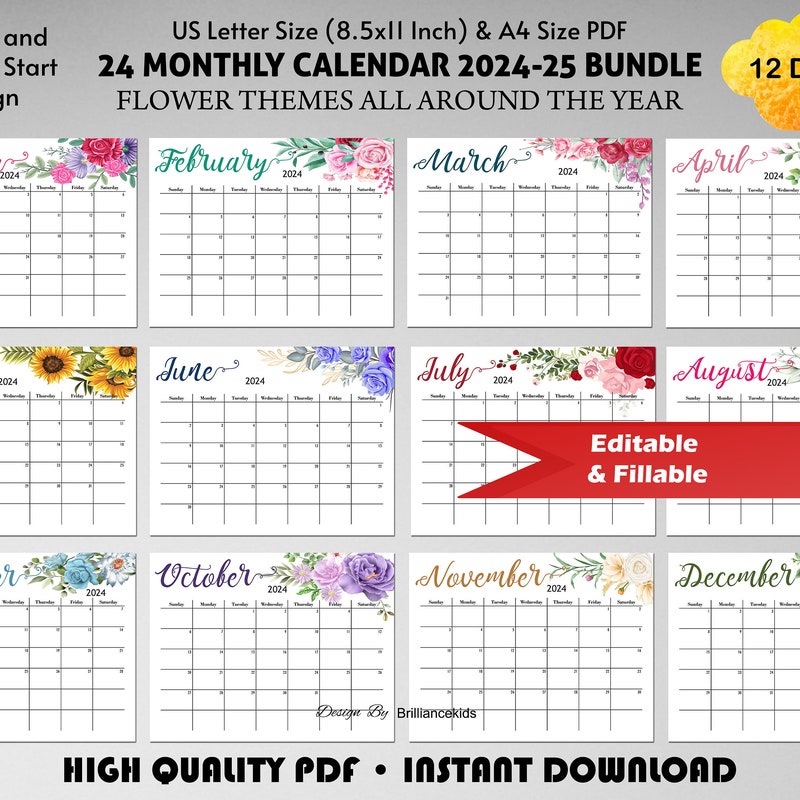 Printable 2024 Calendar - Etsy