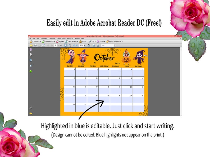 Editable October Month Calendar 2023, Halloween Planner, Printable ...