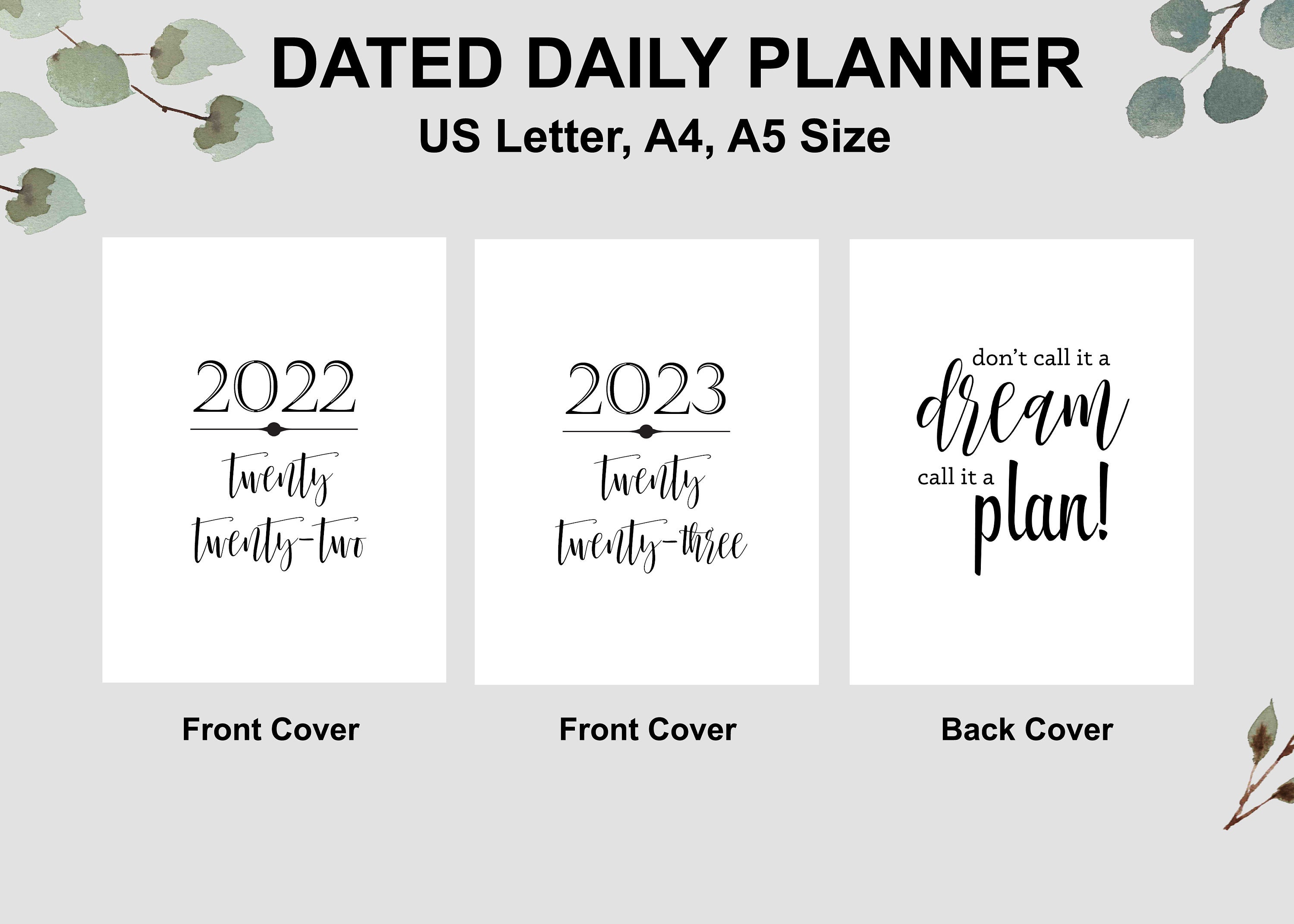2022, 2023 Dated Daily Planner Printable, Dated Day Planner, Daily ...