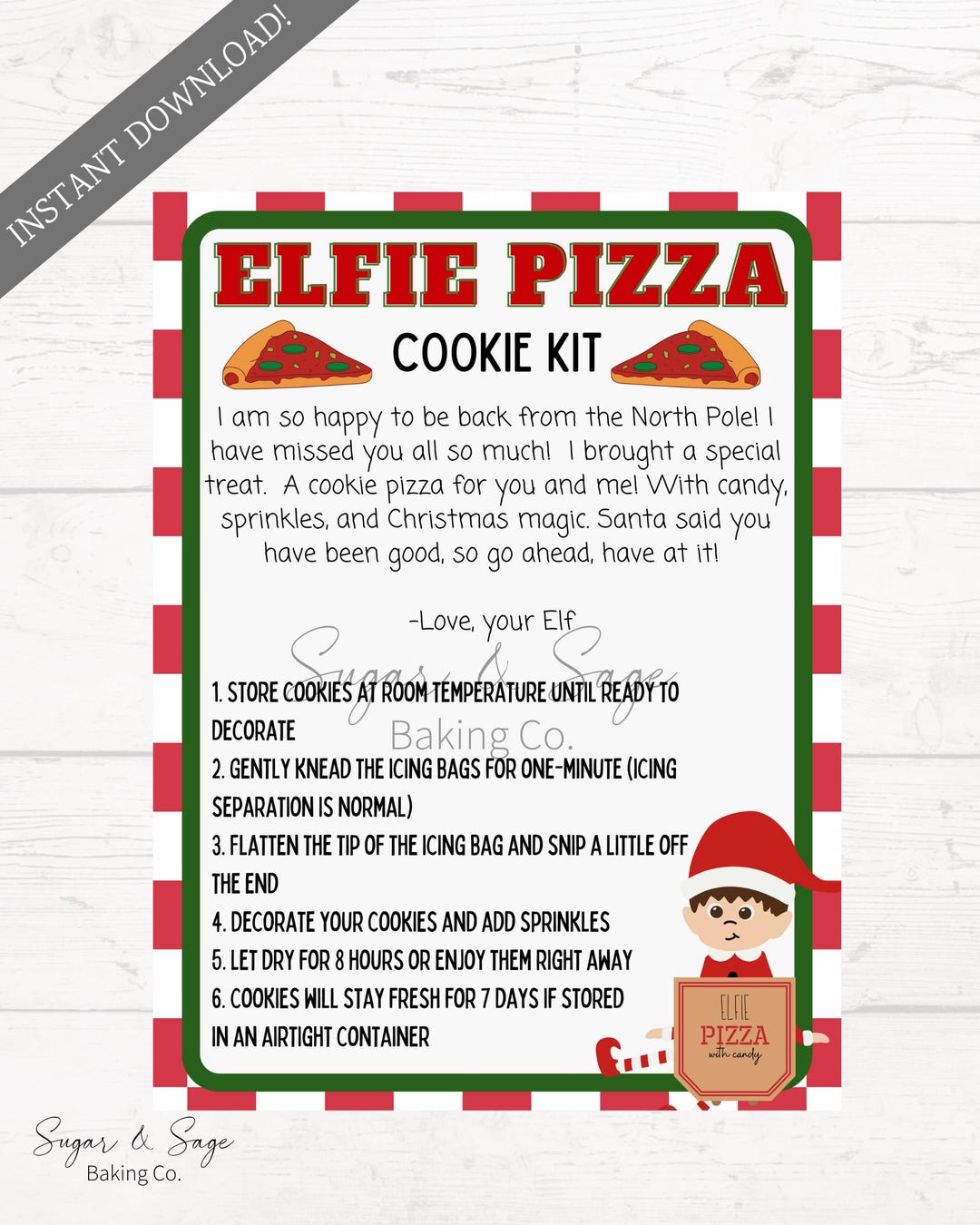 Printable Elfie Pizza Cookie Kit Instructions - Etsy
