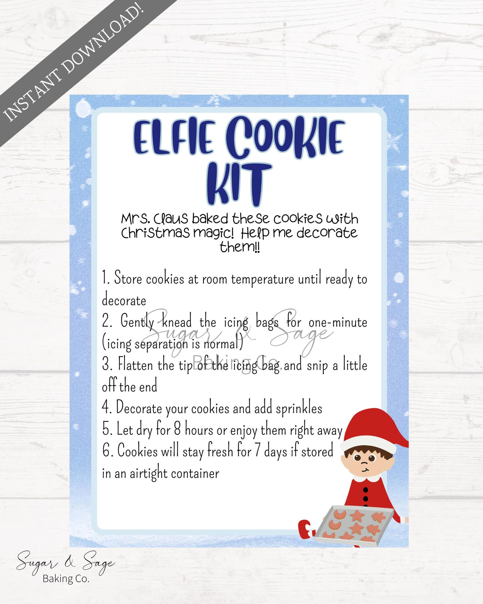 Printable Elfie Cookie Kit Instructions - Etsy
