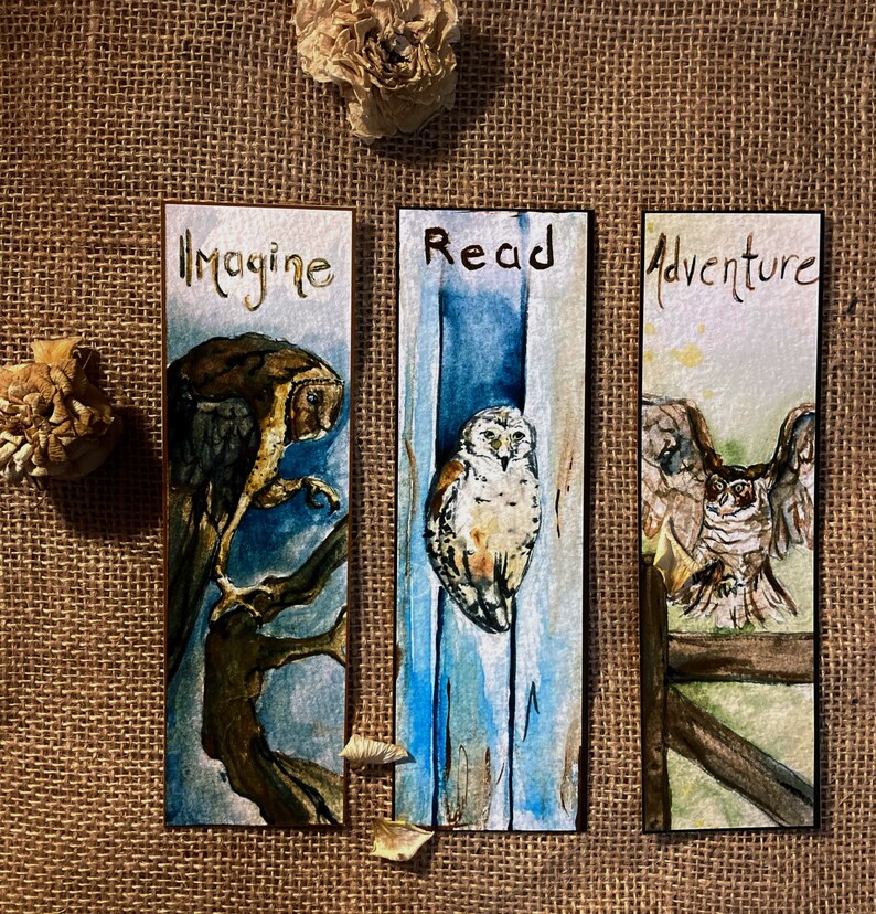 Handmade Watercolor Owl Bookmarks Set of 3 or Pick 1 | Etsy