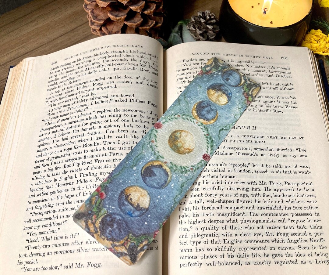 Phases of the Moon Bookmark. Floral Watercolor Bookmark. Lunar - Etsy