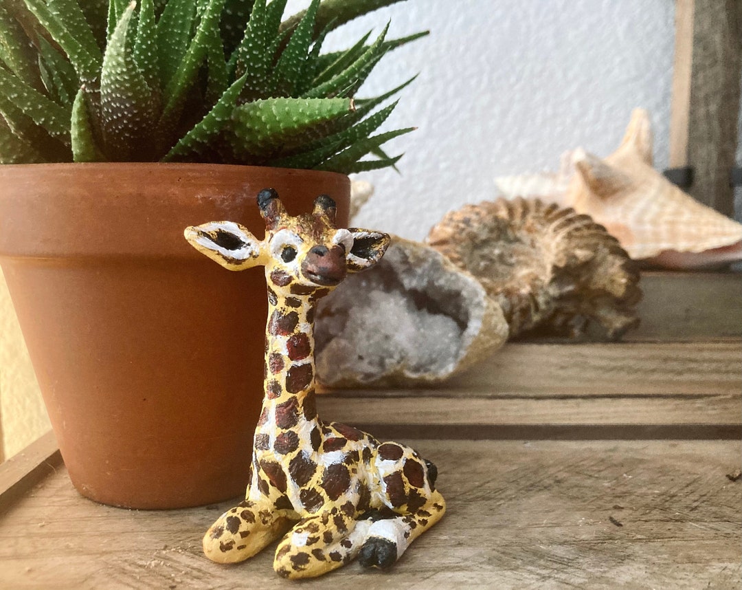 African Giraffe Clay Sculpture. Polymer Clay Figurine. Cute Safari Art ...