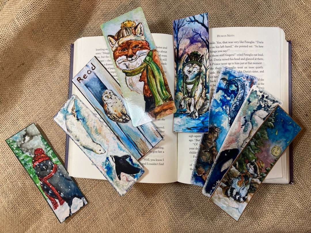 Winter and Snow Animal Bookmarks. Bookmark Pack of 8 eight. Handmade ...