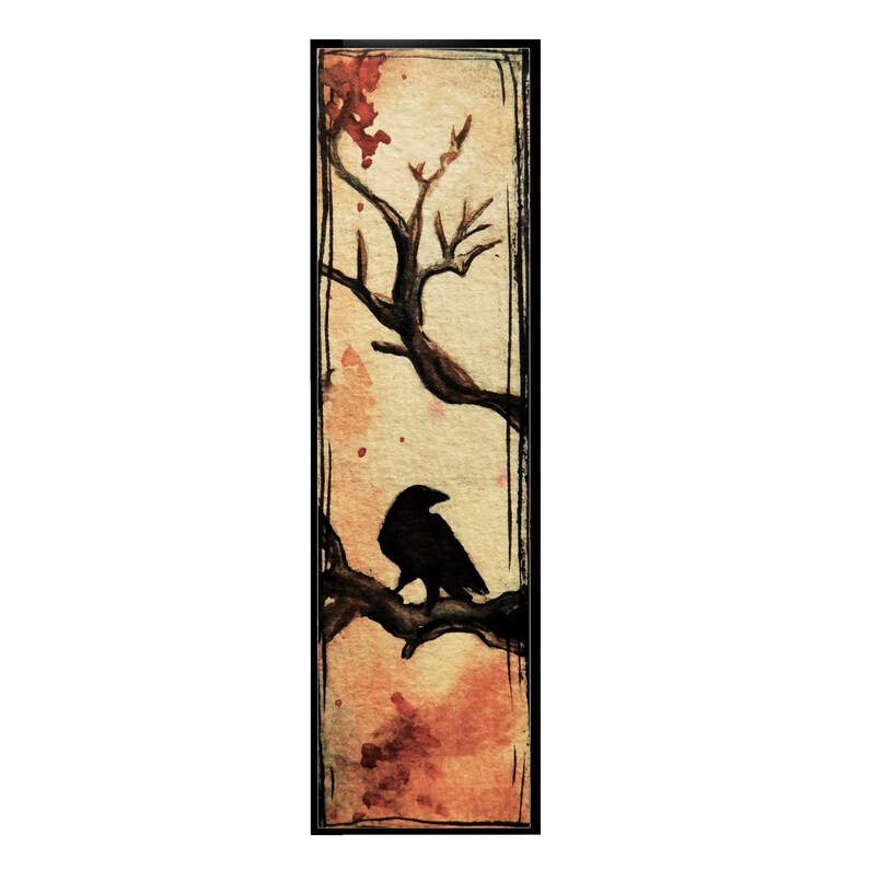 Handmade Paper Crow Bookmark Heavyweight Printed on Glossy | Etsy