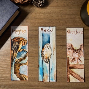 Handmade Watercolor Owl Bookmarks: Glossy Photo Paper, Read, Imagine ...