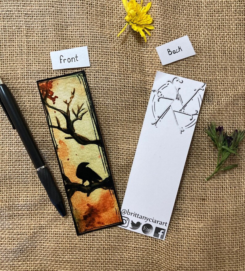Handmade Paper Crow Bookmark Heavyweight Printed on Glossy | Etsy