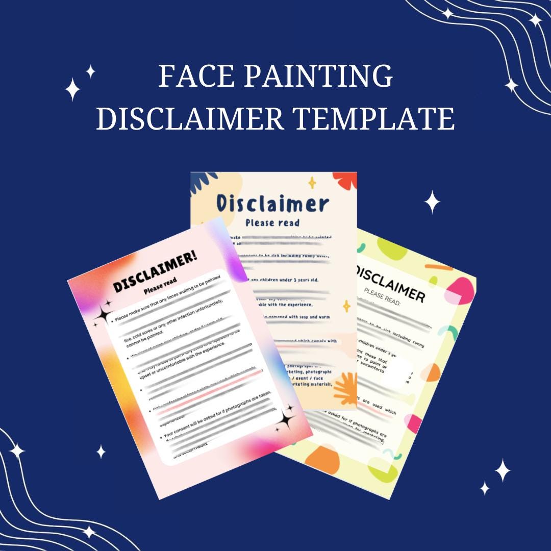 Face Painting Disclaimer Template - Face Painter Business Essential ...