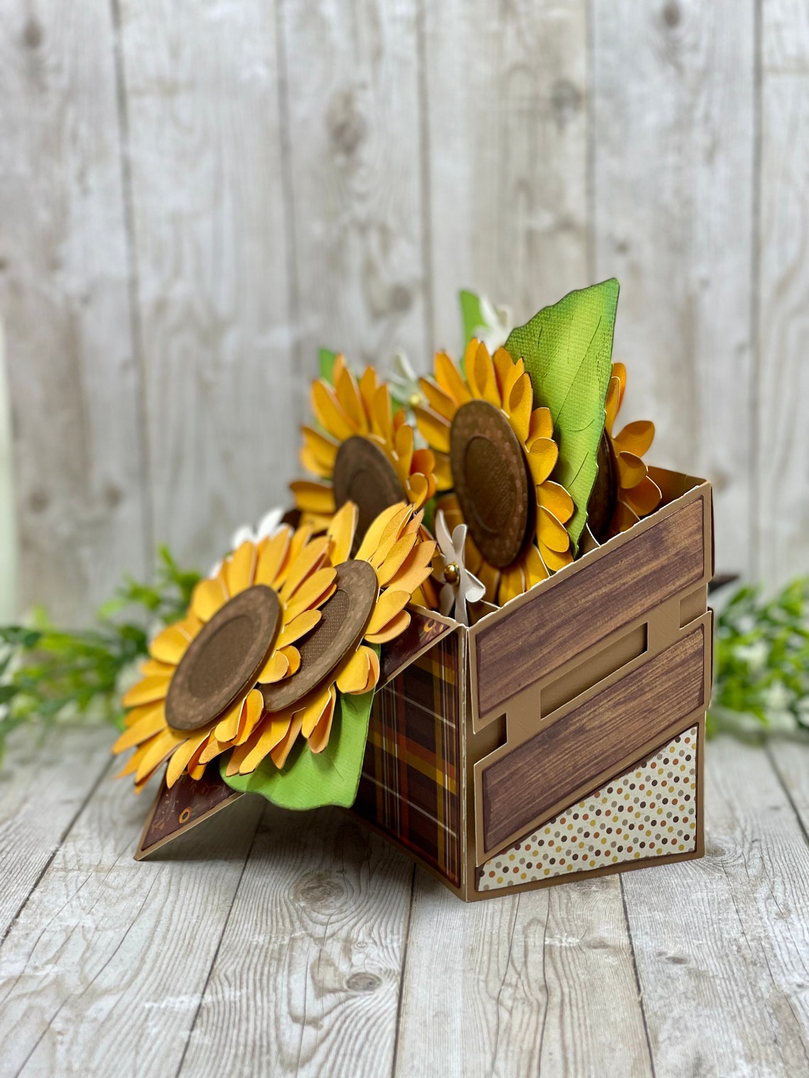 Sunflowers box pop up card | Etsy