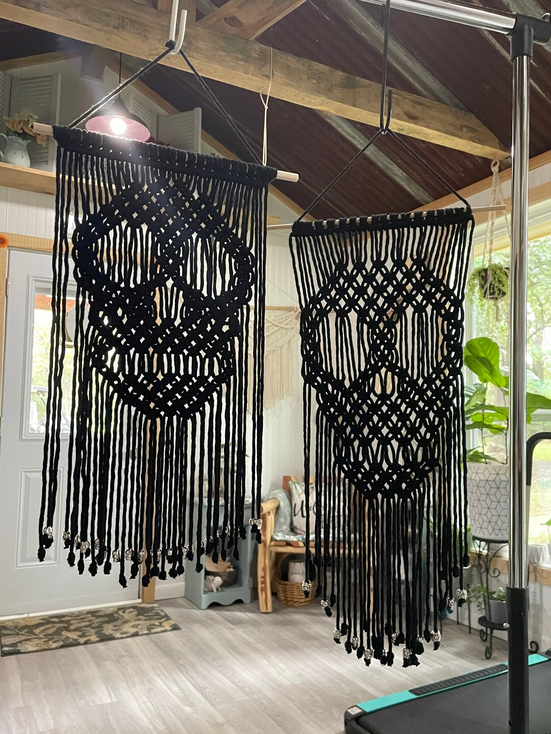 Skull Macrame Wall Hanging Halloween Decor, Goth, Witchy, Black Macrame ...