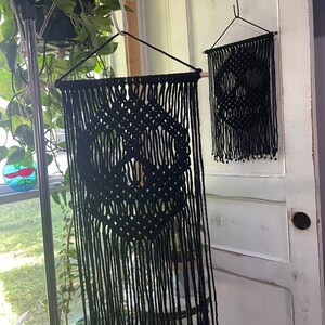 Skull Macrame Wall Hanging Halloween Decor, Goth, Witchy, Black Macrame ...