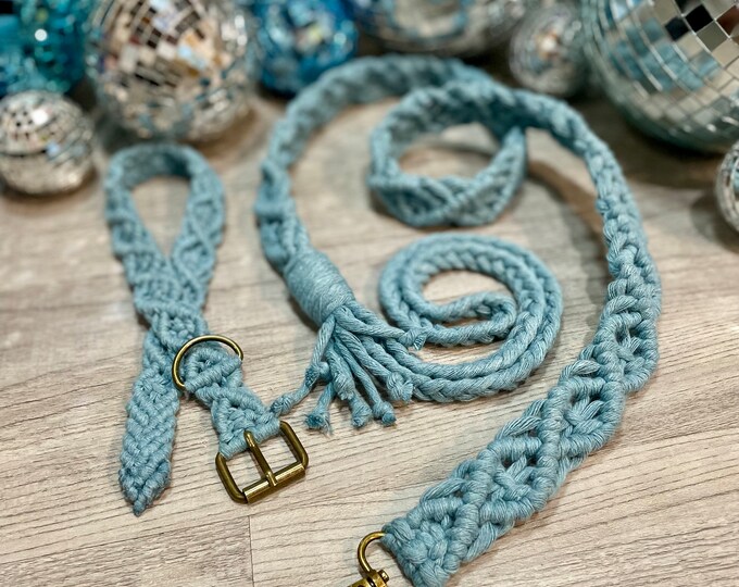 Macrame Dog Collars & Leashes - Etsy