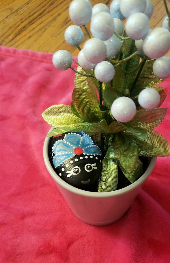 Blue Lotus Ladybug Painted Rock - Etsy