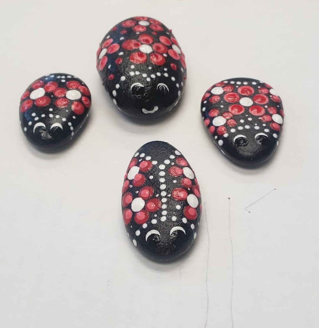 Ladybug Painted Rocks. Home Decoration (set of 4) - Etsy