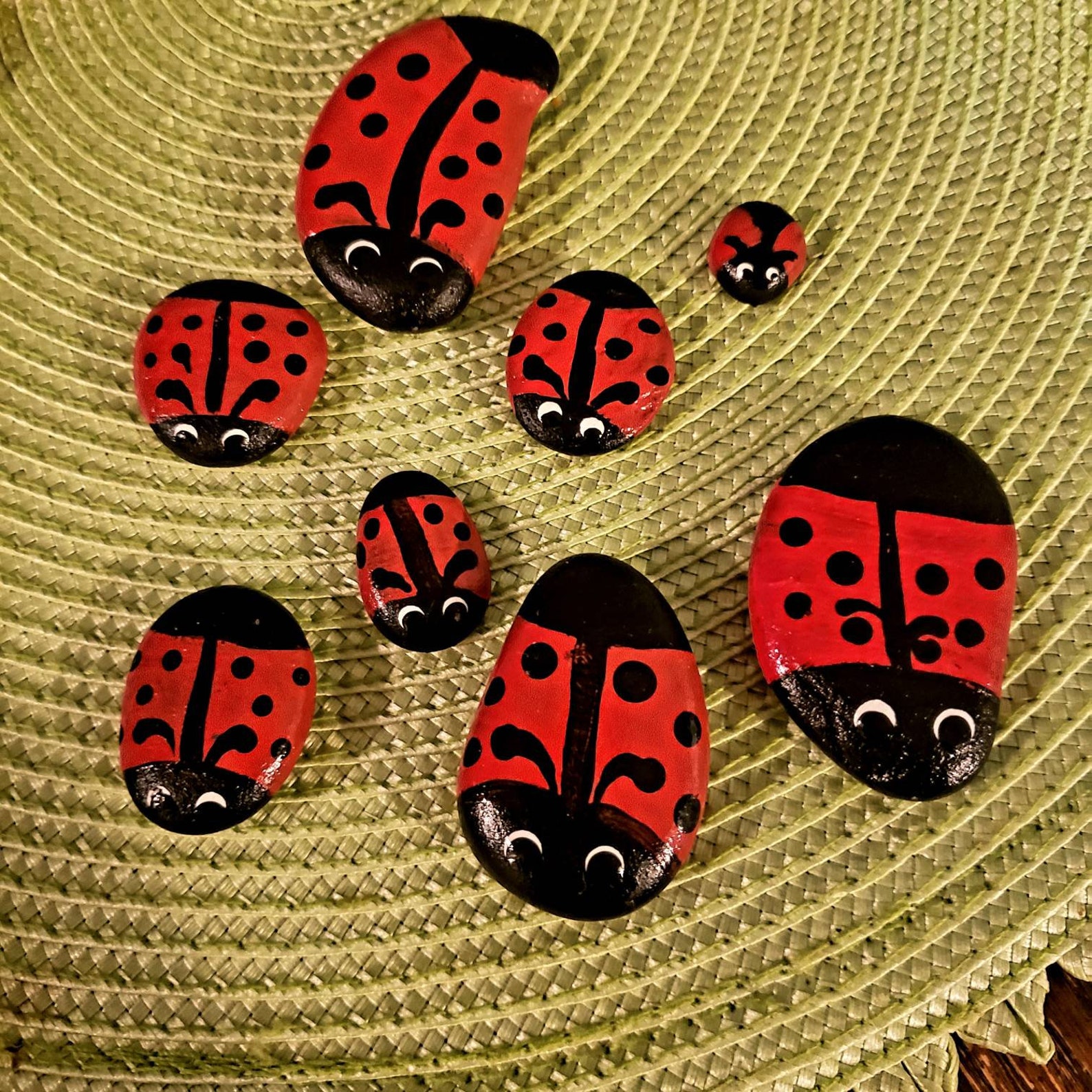Ladybug Painted Rocks (set of 5) Rock Art - Etsy