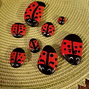 Ladybug Painted Rocks (set of 5) Rock Art - Etsy