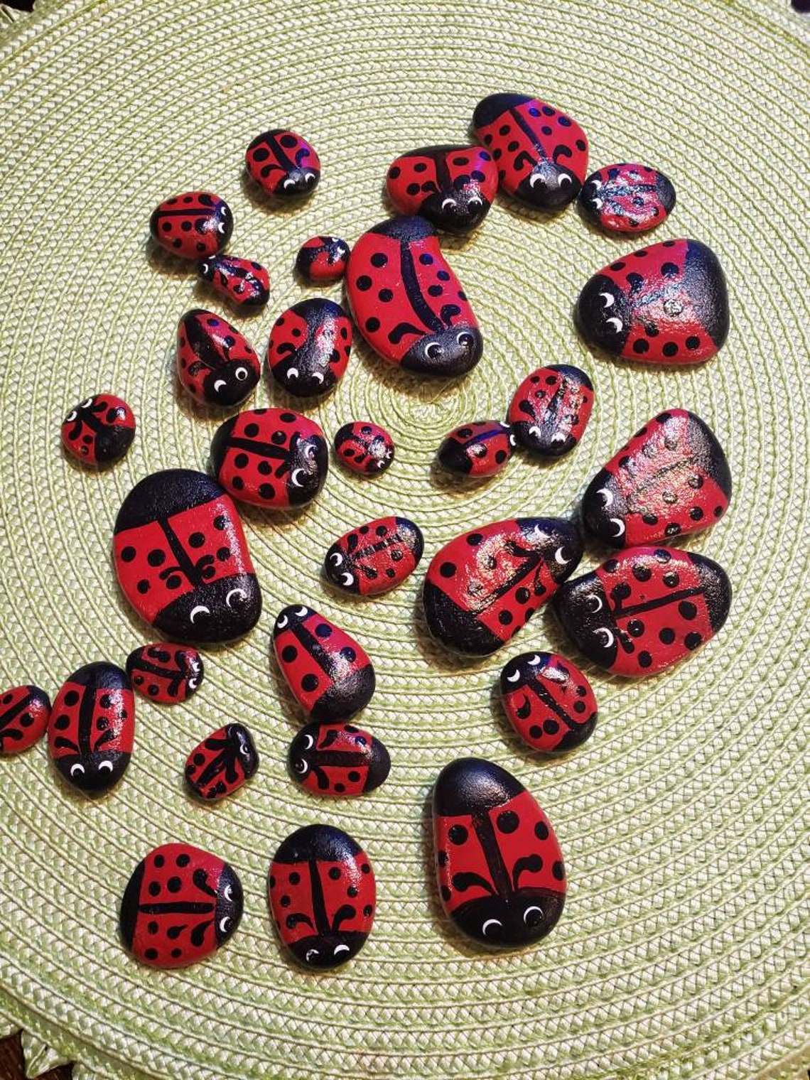 Ladybug Painted Rocks (set of 5) Rock Art - Etsy