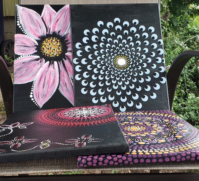 Raised Canvas Flower Painting. Wall Painting. - Etsy