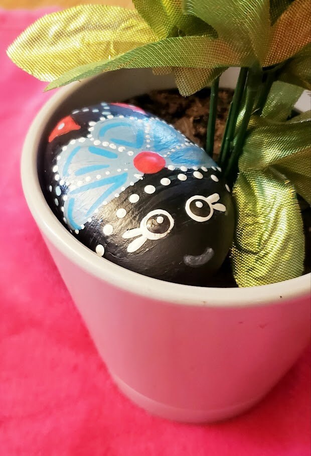 Blue Lotus Ladybug Painted Rock - Etsy