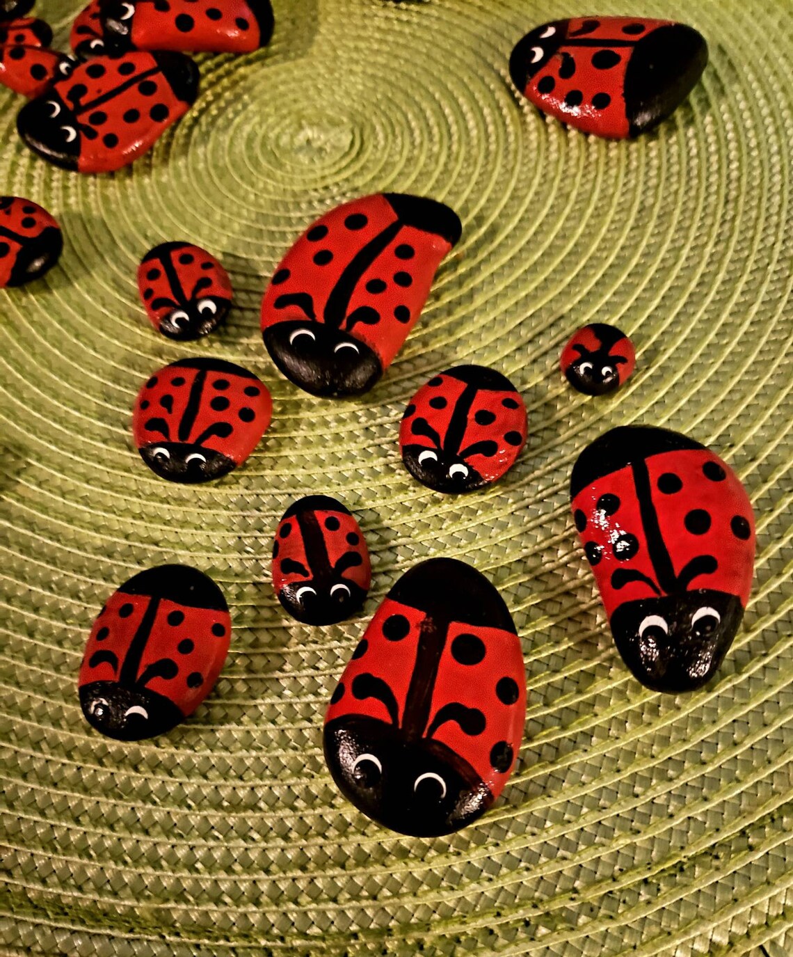 Ladybug Painted Rocks (set of 5) Rock Art - Etsy