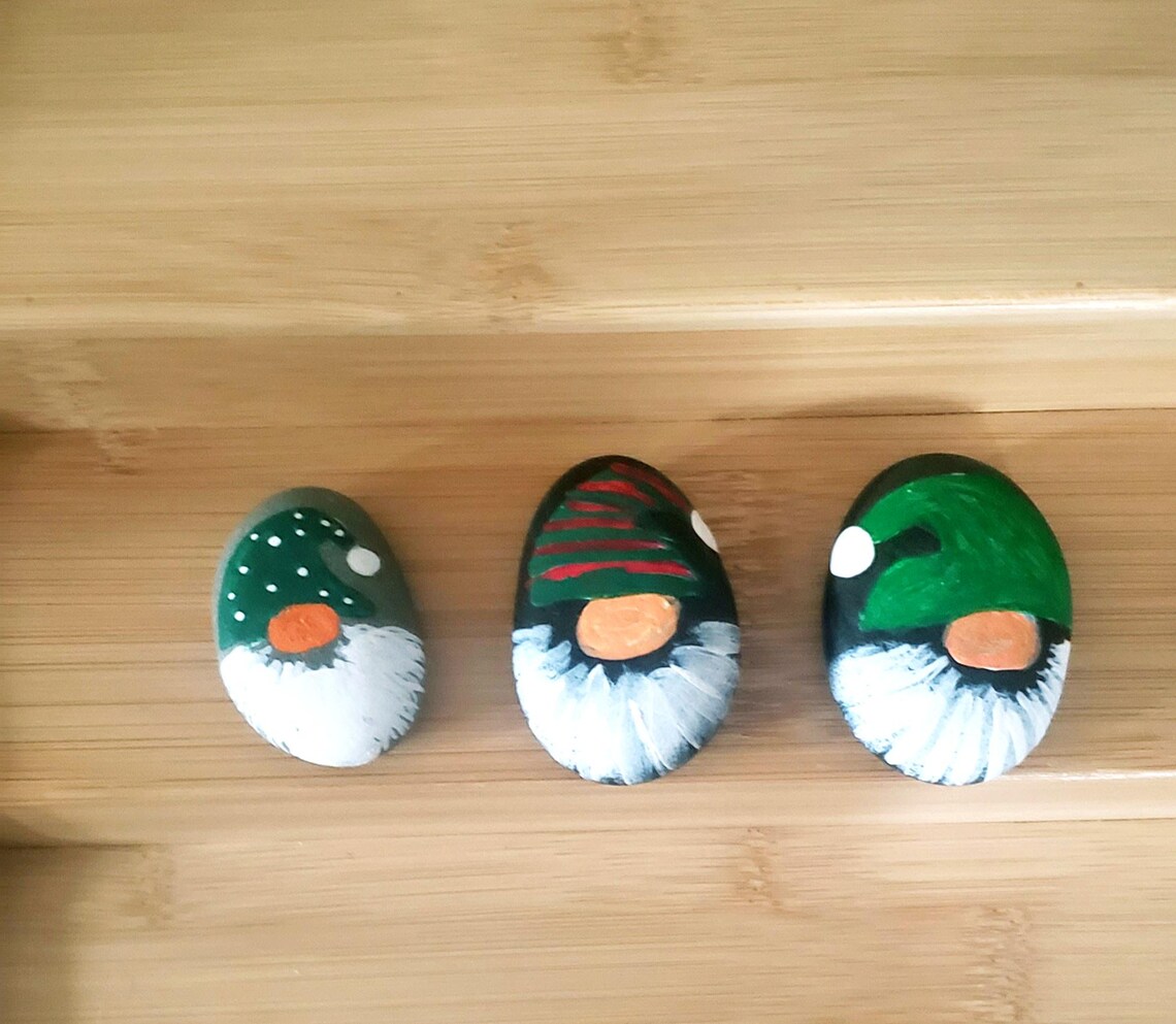 Hand Painted Gnome Rocks. Kindness Rocks. - Etsy