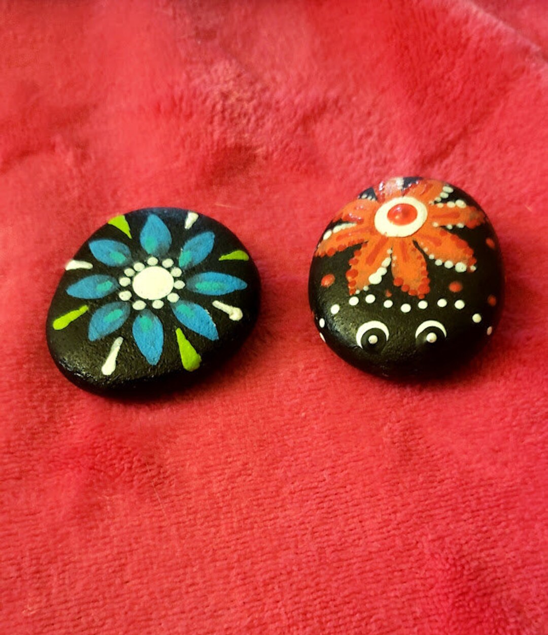 Ladybug and Flower Rock Art. Home Decoration - Etsy