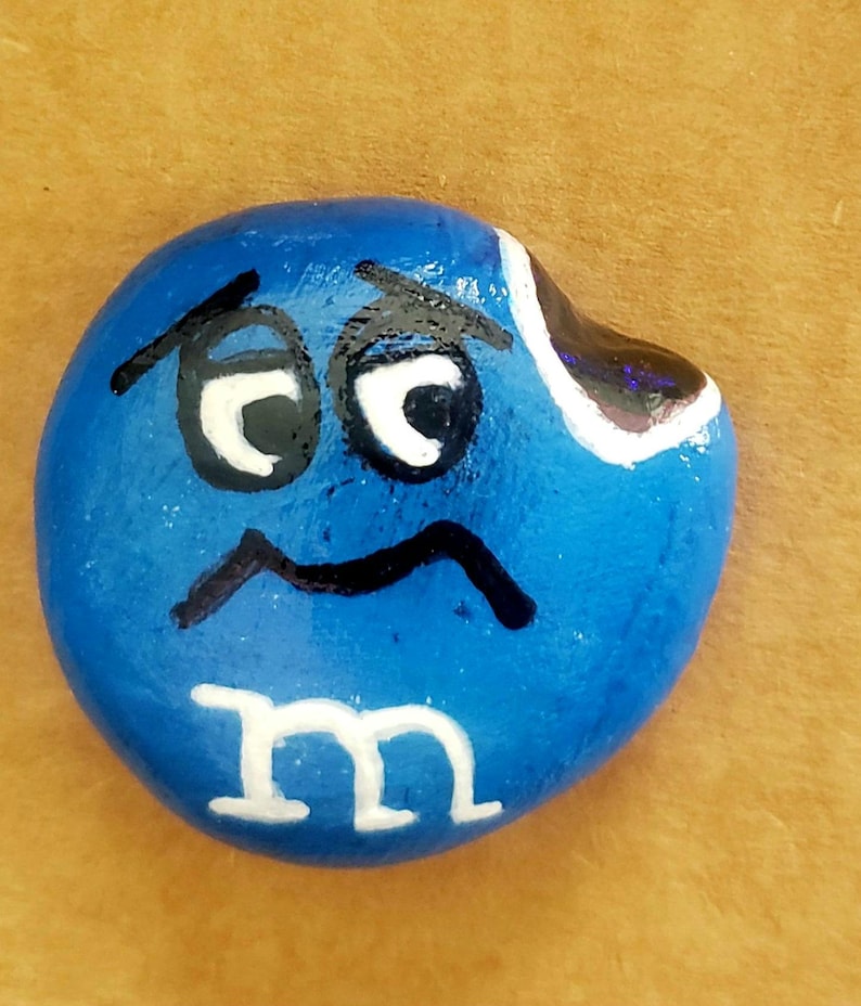 Hand Painted Blue M & M Kindness Rock. Home Decoration. Rock Art - Etsy