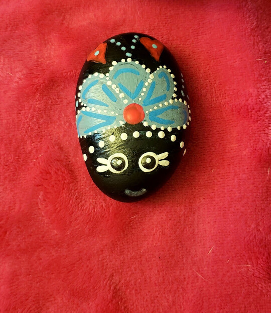 Blue Lotus Ladybug Painted Rock - Etsy