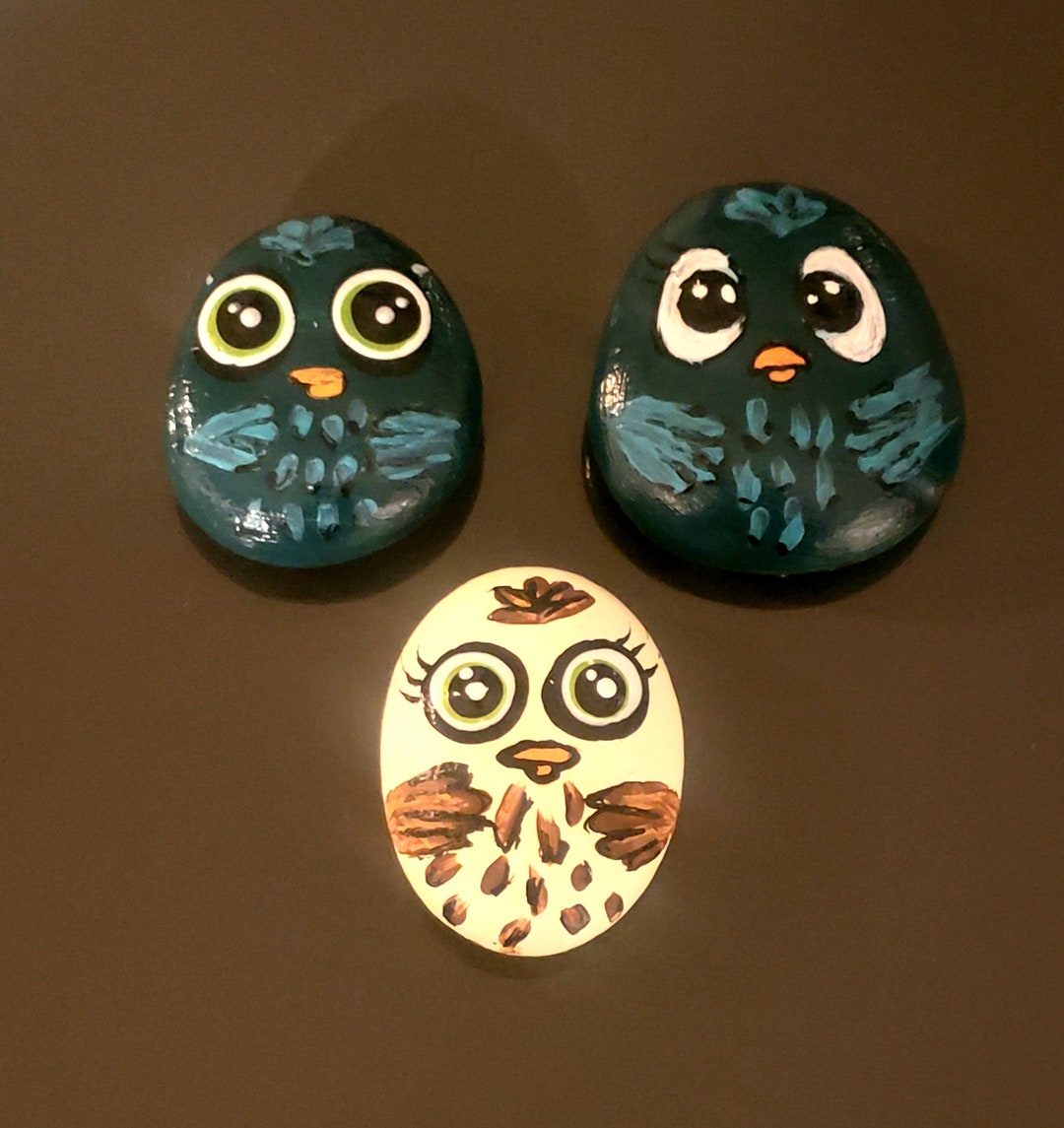 Owl Hand Painted Pebble Art. Owl Rock Art. Home Decorations - Etsy