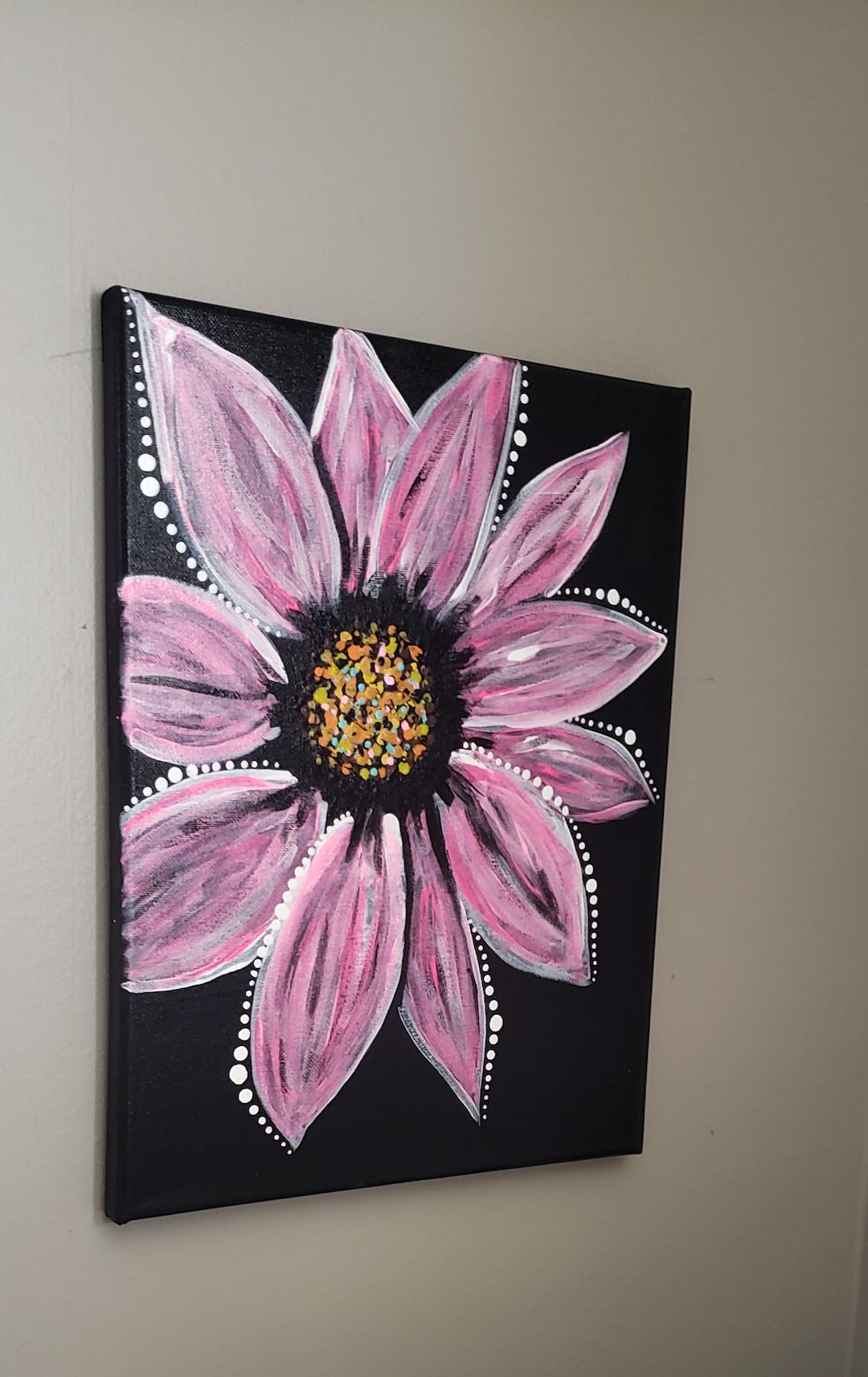 Raised Canvas Flower Painting. Wall Painting. - Etsy
