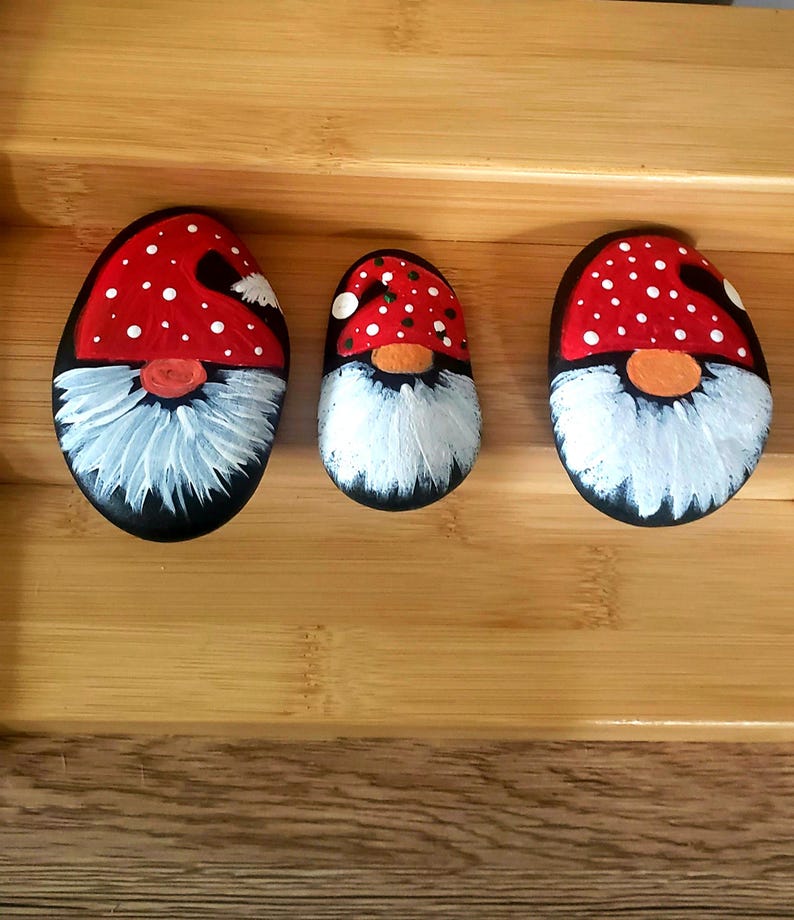 Hand Painted Gnome Rocks. Kindness Rocks. - Etsy
