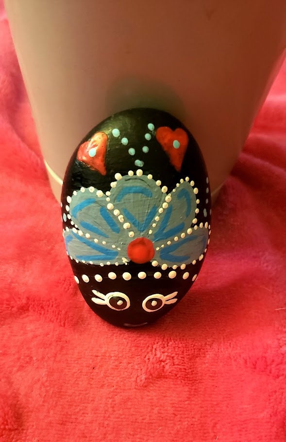 Blue Lotus Ladybug Painted Rock - Etsy
