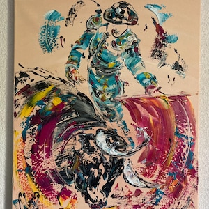 Toile, Peinture Tableau Corrida Tauromachie Taureau Camargue V.Linard ...