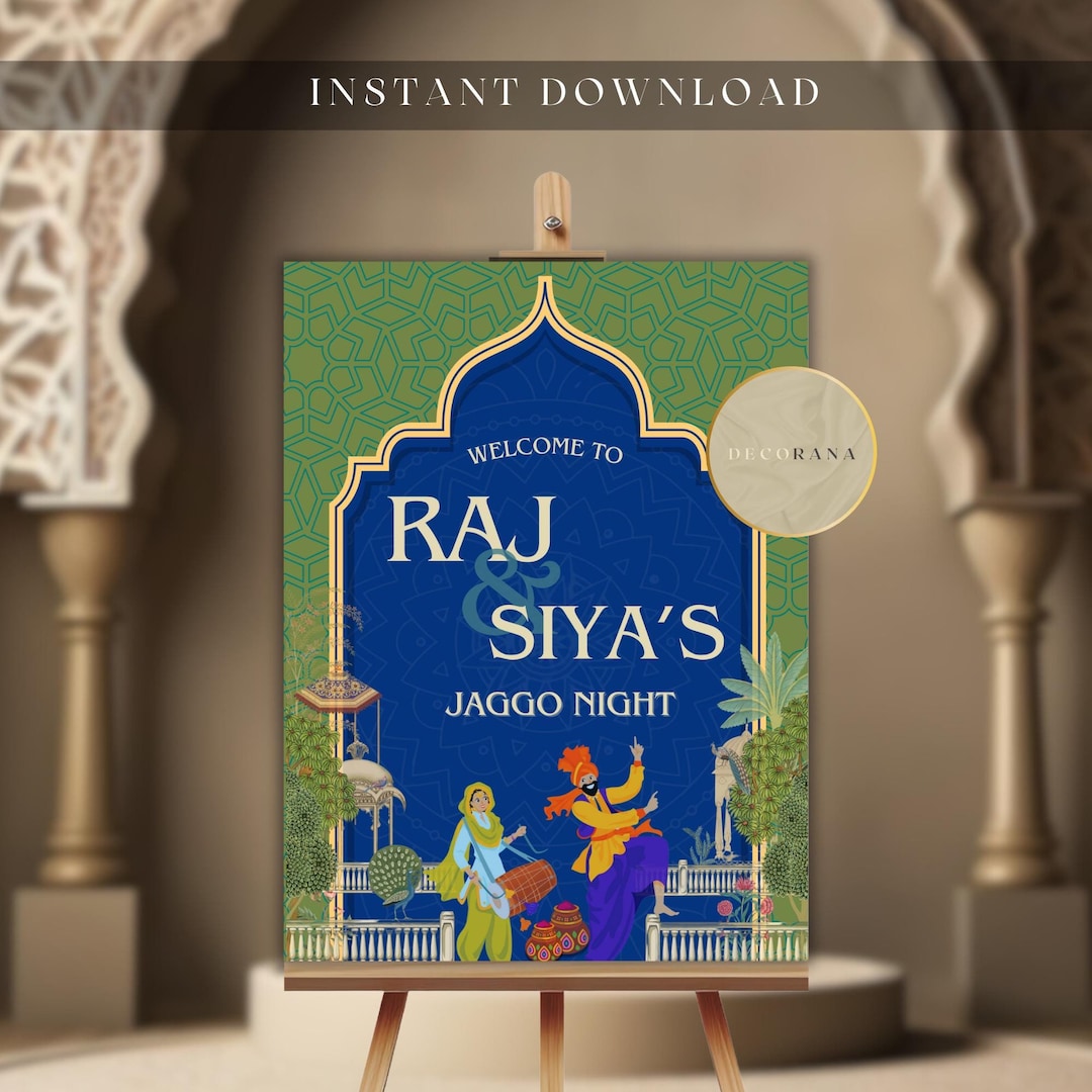 Jaggo Welcome Sign for Couples, Punjabi Wedding Decor Signage, Welcome ...