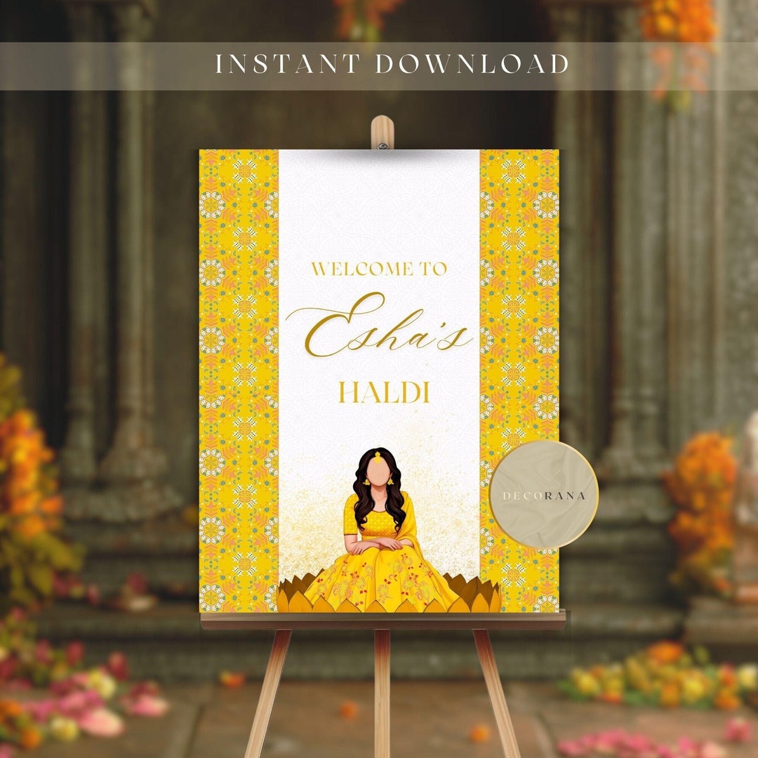 Haldi Ceremony Welcome Sign Mandala Ethnic | Digital Wedding Stationery ...