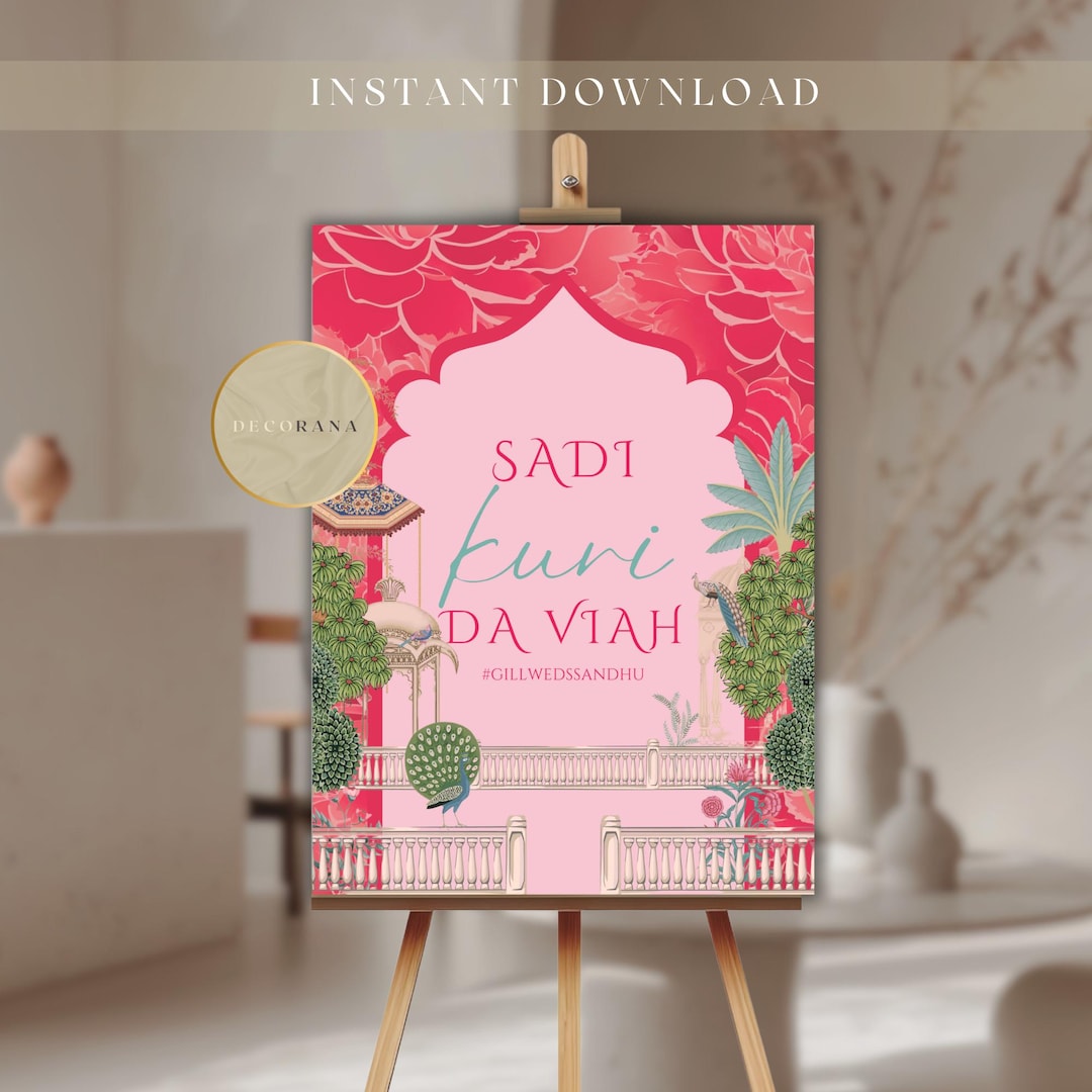 Personalized Sade Kuri Da Viah Sign Welcome Board, Indian Wedding Week ...