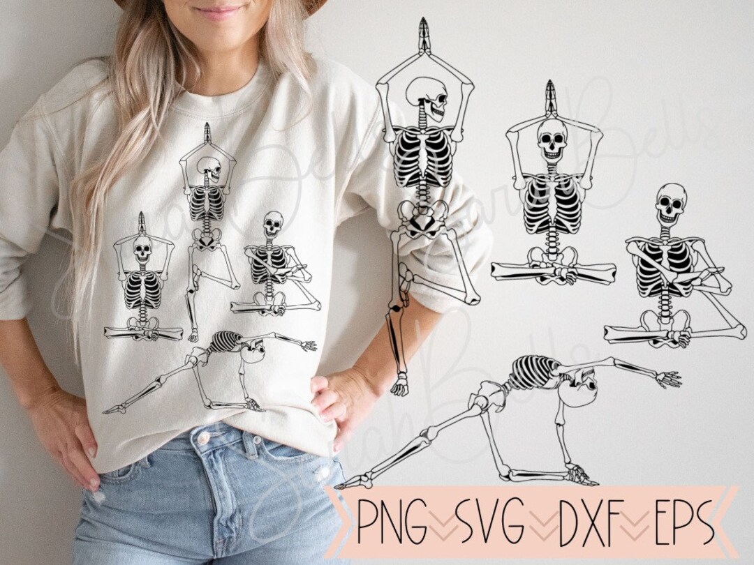Yoga Skeleton Graphics Bundle, Funny Skeleton SVG, Halloween Skeleton ...