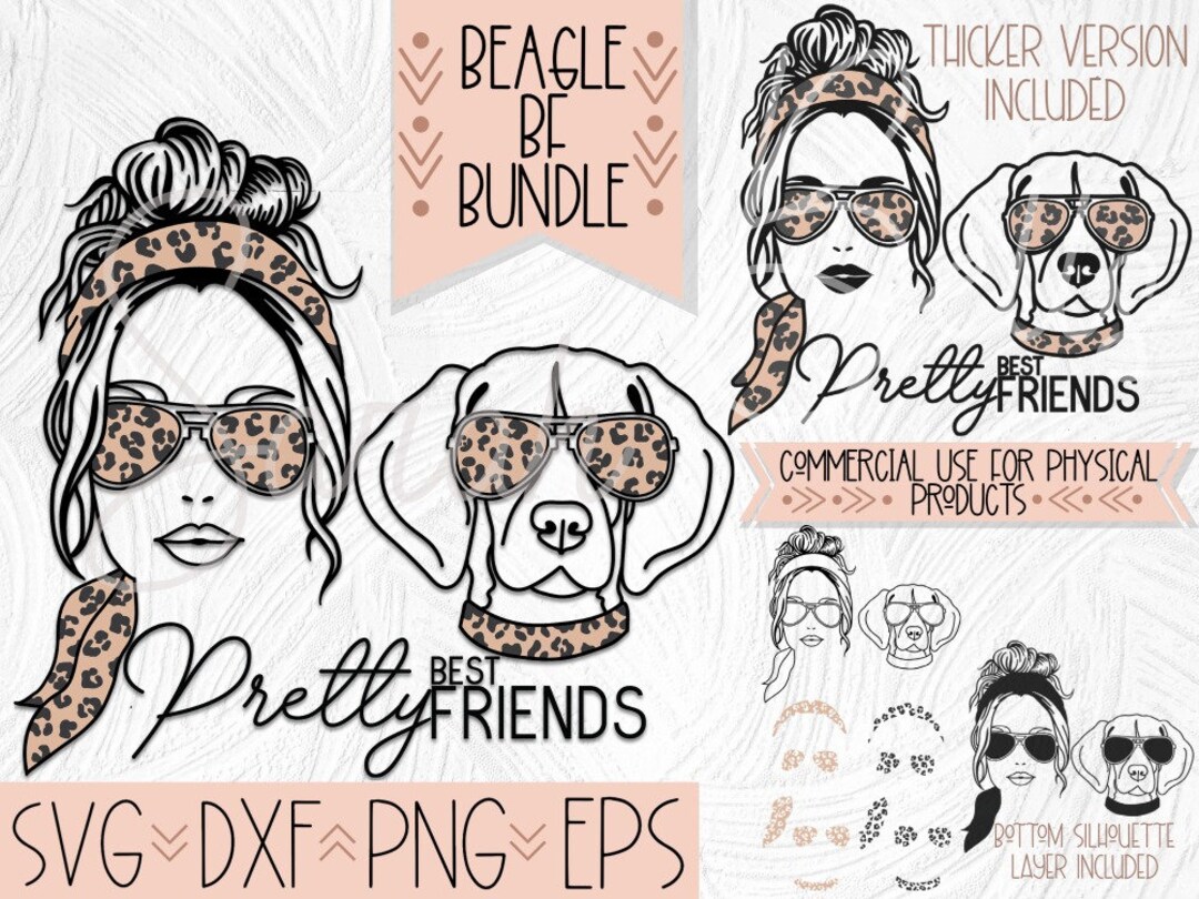 Beagle Pretty Best Friend Matching SVG, Dog DXF File, Leopard Print Dog ...