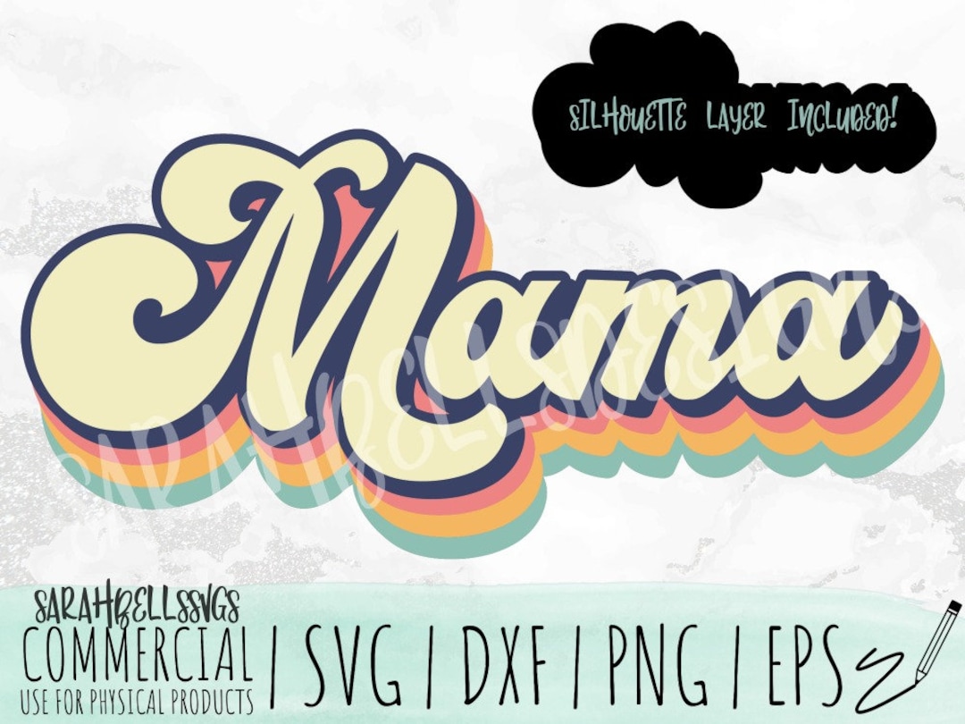 Mama Retro SVG Design | Mother Word Art DXF File | Retro Typography ...