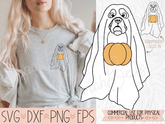 Boxer Dog Ghost Costume Trick or Treating SVG DXF Hand Drawn - Etsy