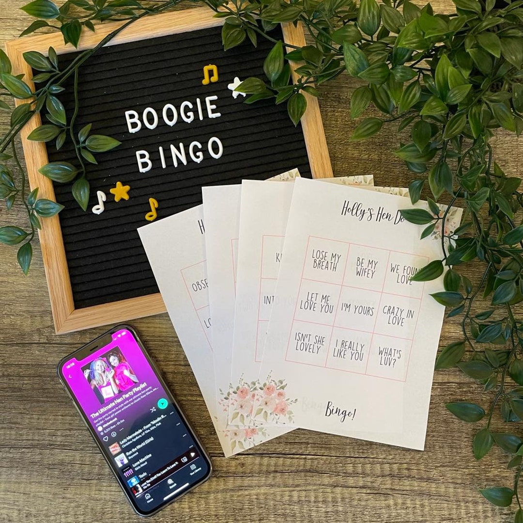 Musical Bingo | Boogie Bingo | Hen Party | Bachelorette Party Game ...