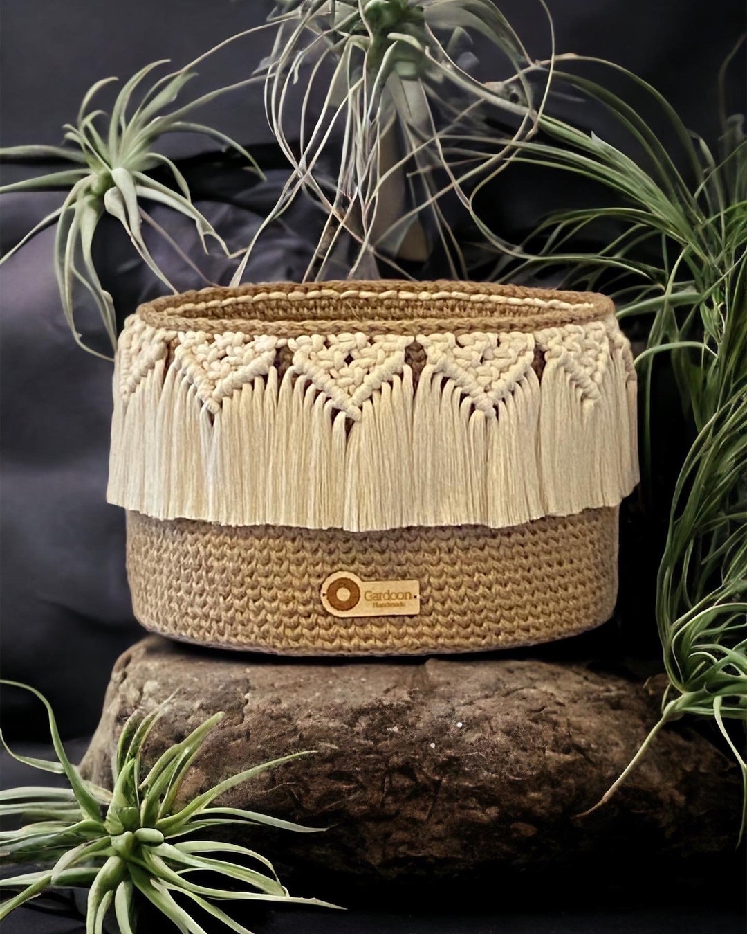 Jute Macrame Plant Hanger Macrame Basket, Indoor Garden Decor Plant ...