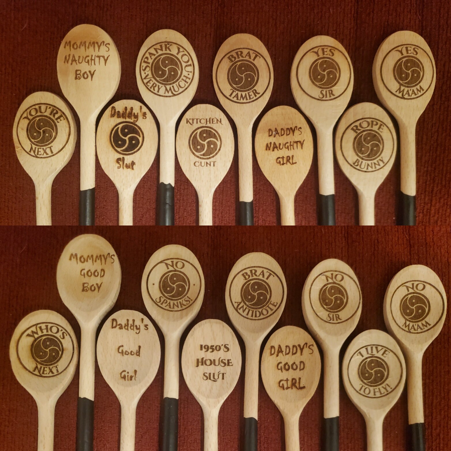 Custom Laser Engraved, 10 Wood Spoon, Plastidipped / Rubber Handle ...