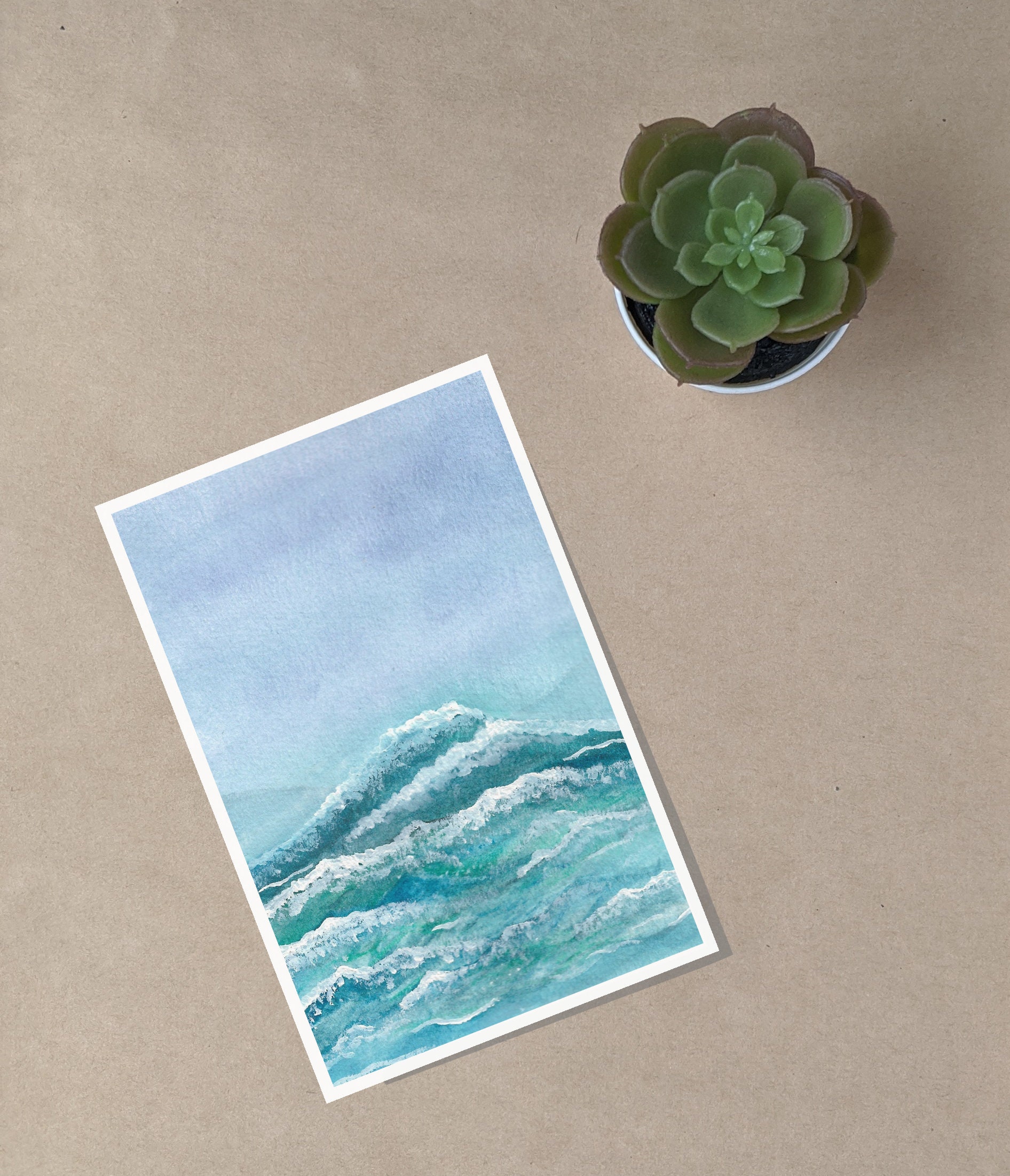 Misty Ocean Gouache Painting Print Home and Office Art Print - Etsy UK