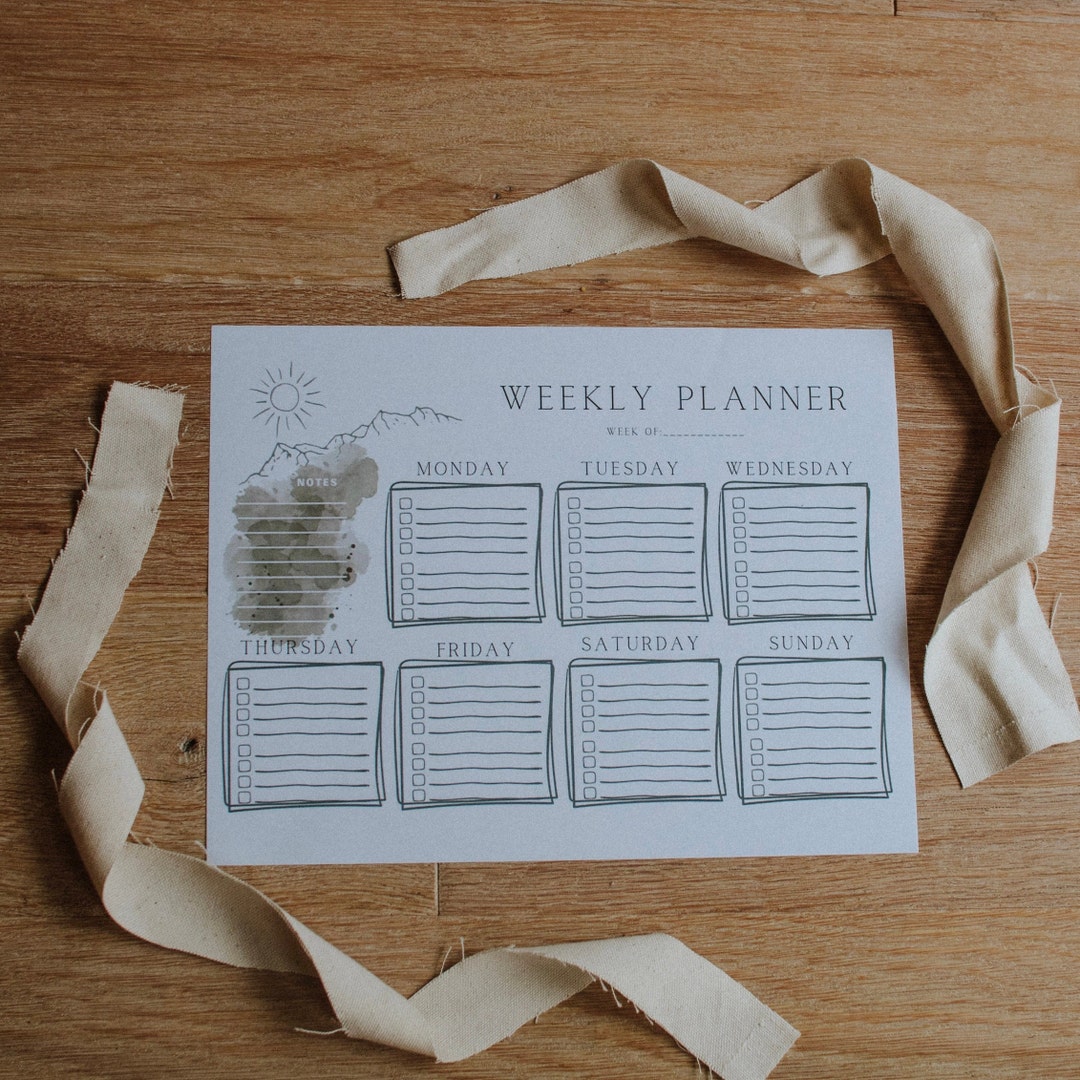 Earthly Themed Weekly Planner, Weekly Agenda Daily Planner Digital ...